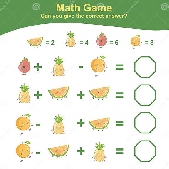 Fruit Counting Math Worksheet. Math Worksheet for Preschool Stock ...