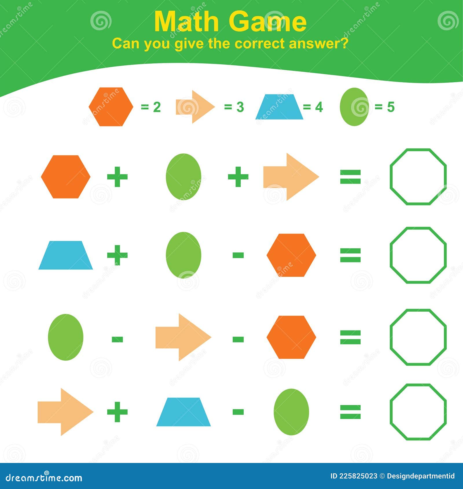 Geometric Shapes Game. Math Worksheet for Preschool. Educational ...