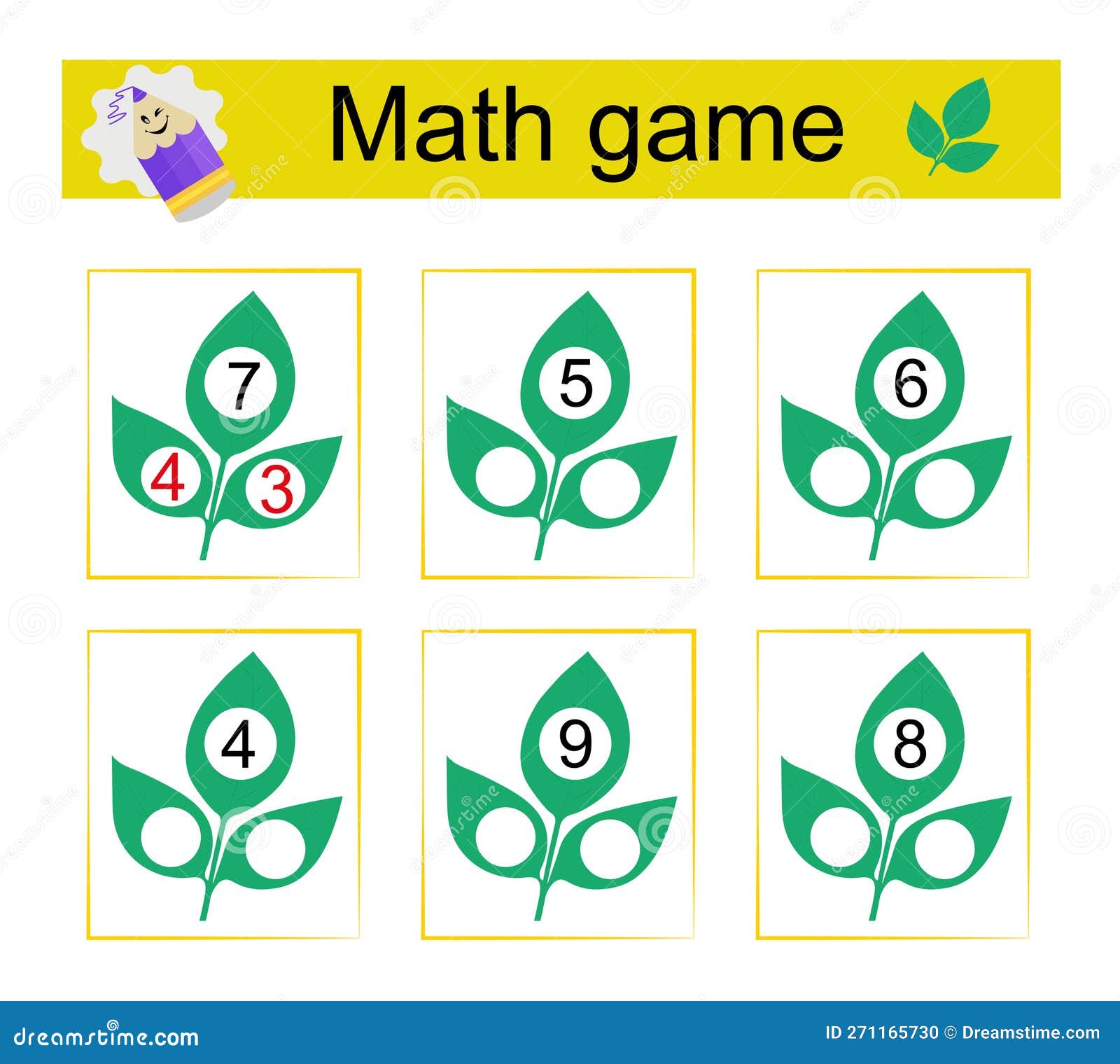 Math Game. Kids Activity Sheet. Developing Numeracy Skills Stock Vector ...
