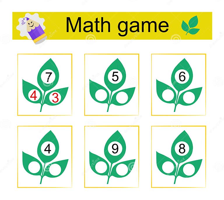 Math Game. Kids Activity Sheet. Developing Numeracy Skills Stock Vector ...