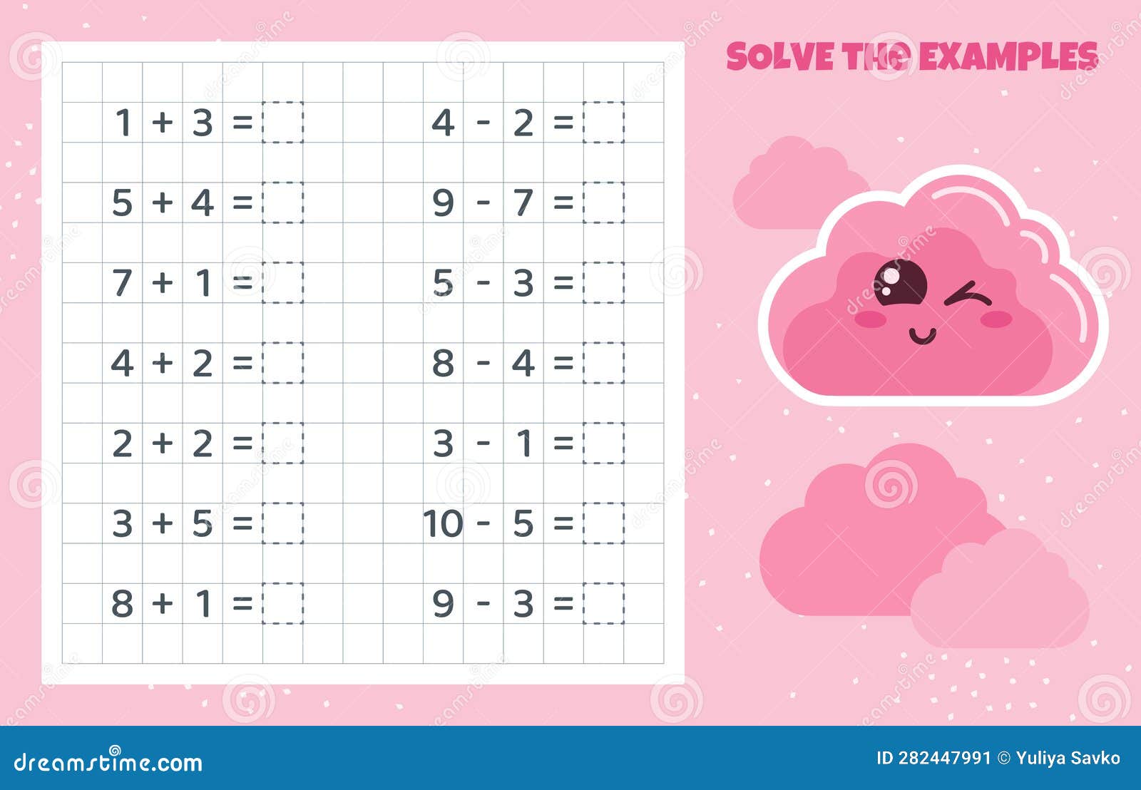 Math Game for Kids. Addition and Subtraction. Stock Vector ...