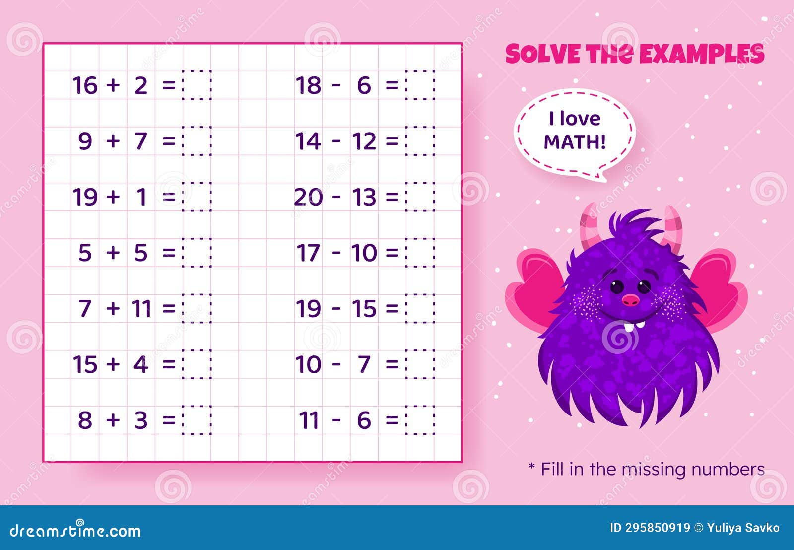 Math Game for Kids. Addition and Subtraction. Stock Vector ...