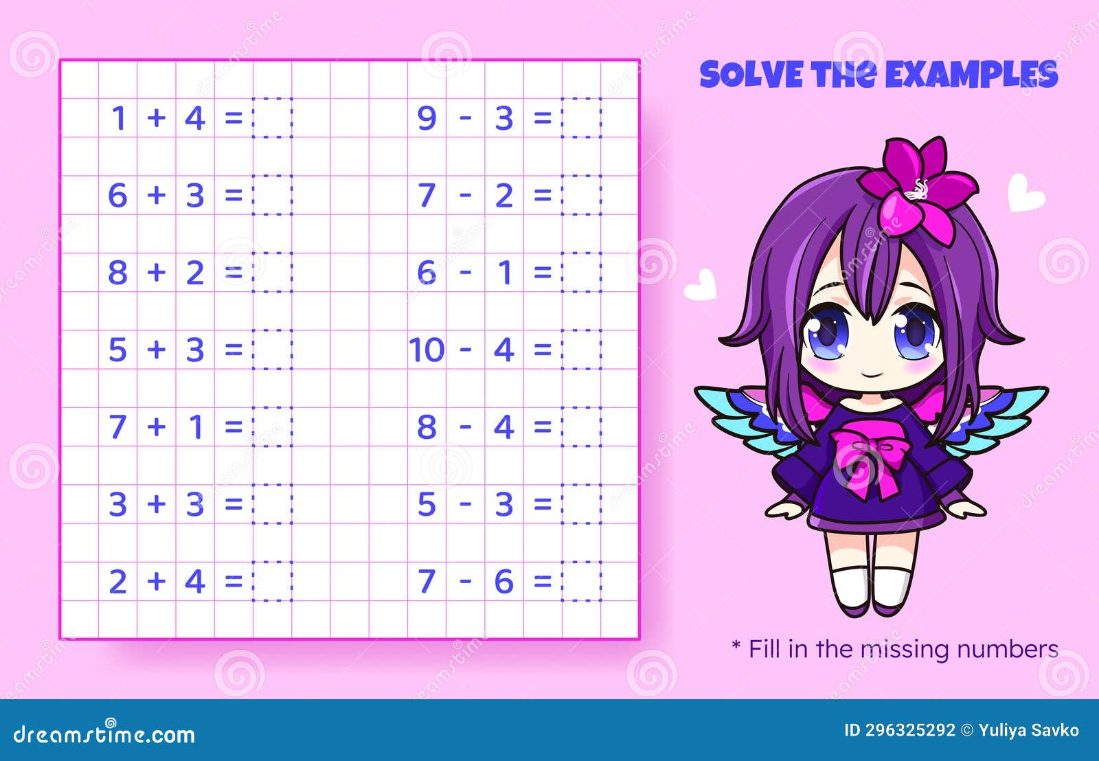 Math Game for Kids. Addition and Subtraction. Stock Illustration ...