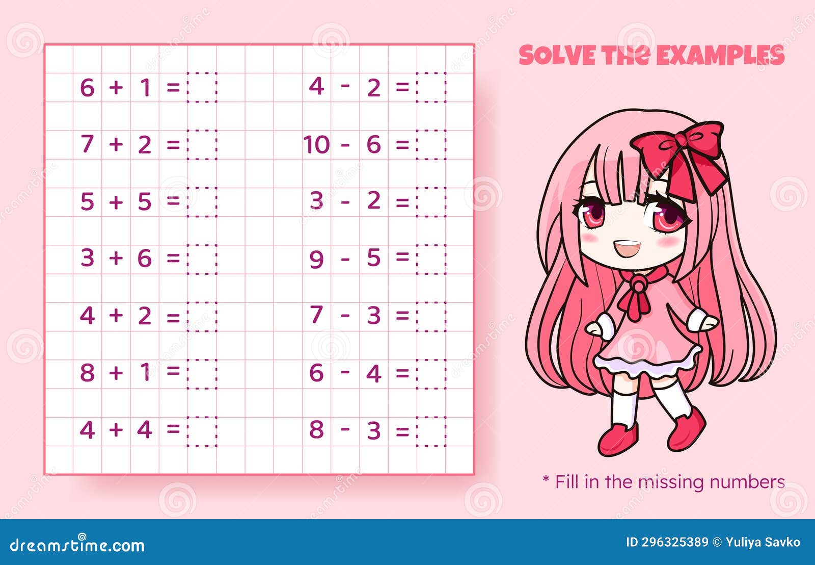 Math Game for Kids. Addition and Subtraction. Stock Illustration ...