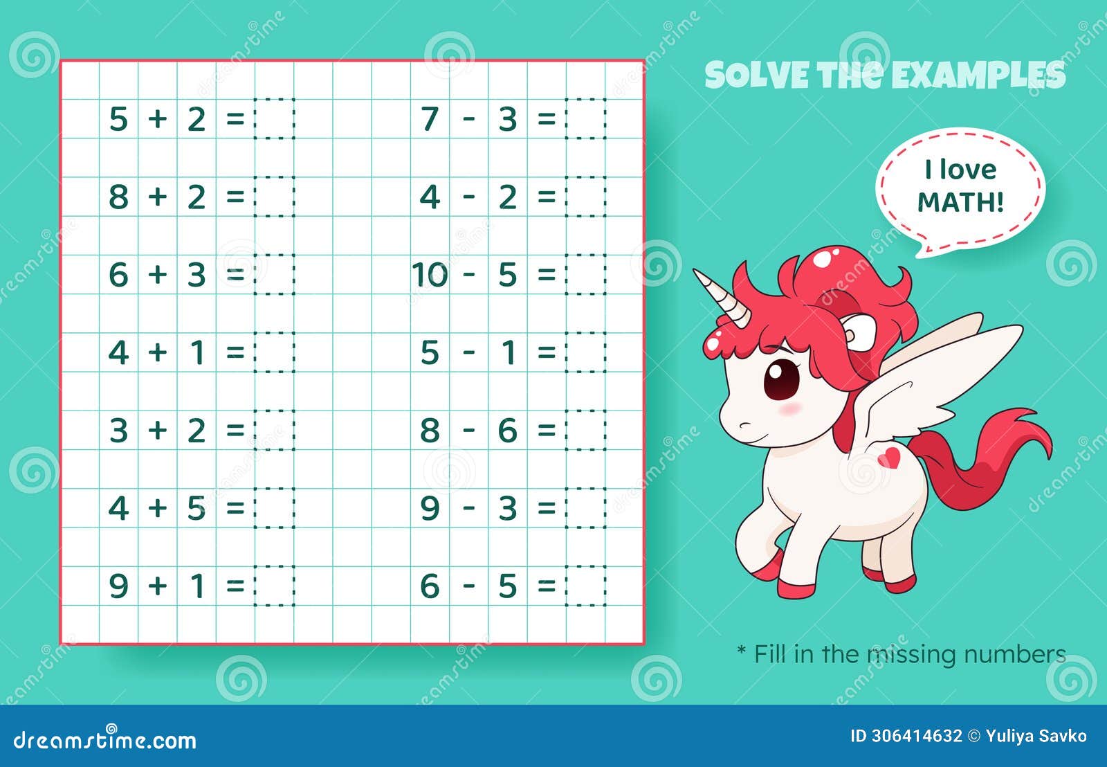 Math Game for Kids. Addition and Subtraction. Stock Vector ...