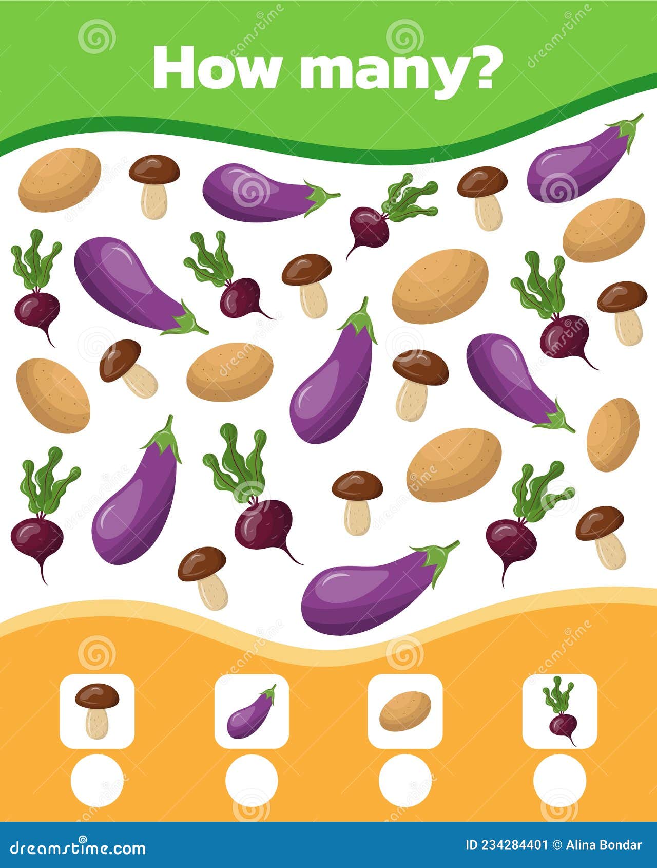 Math Game for Kids. Count How Many Objects and Write the Result Stock ...