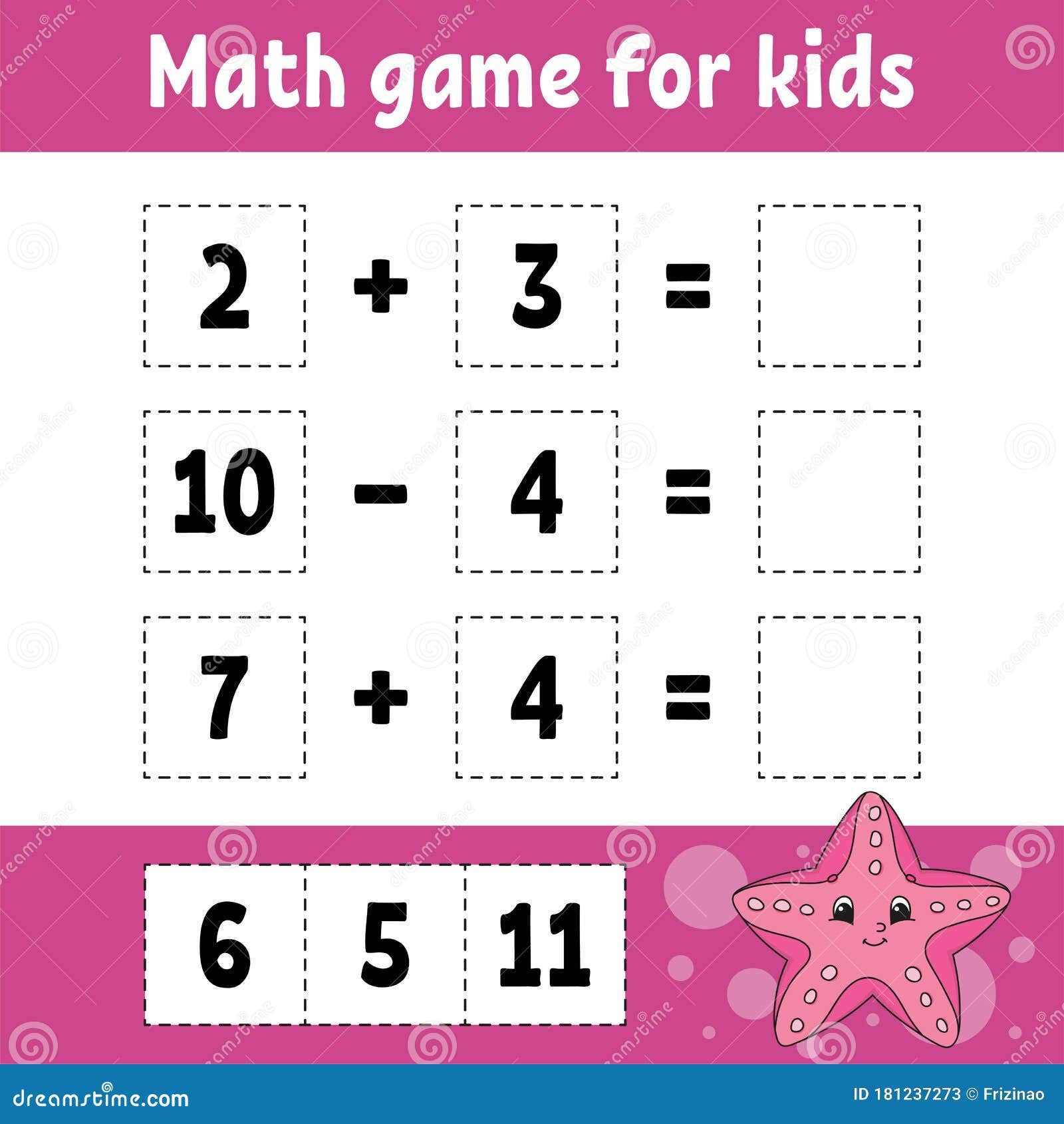 Math Game for Kids. Education Developing Worksheet. Activity Page with ...