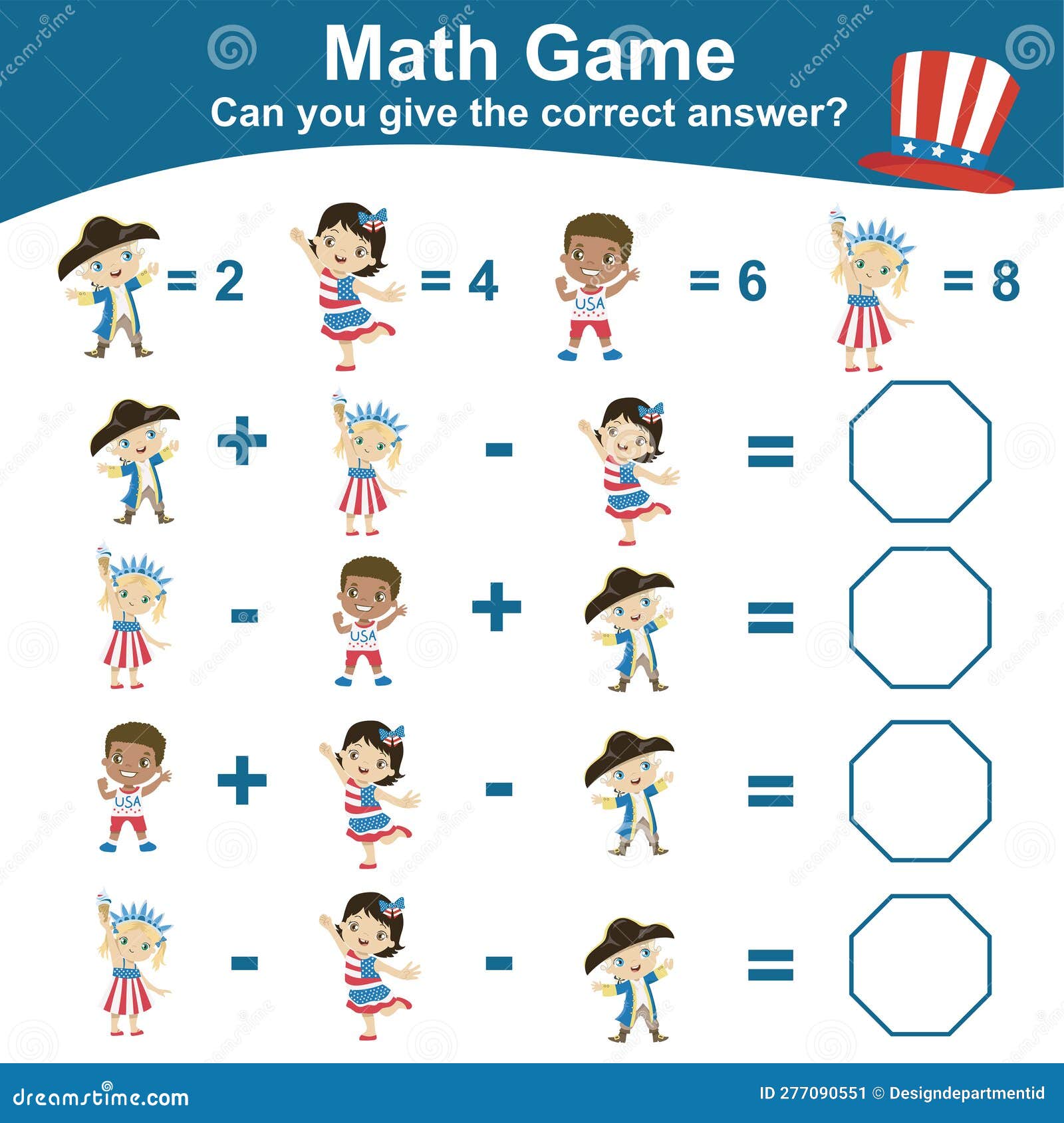 Mathematic Counting Worksheet with USA Independence Day Theme. Math ...