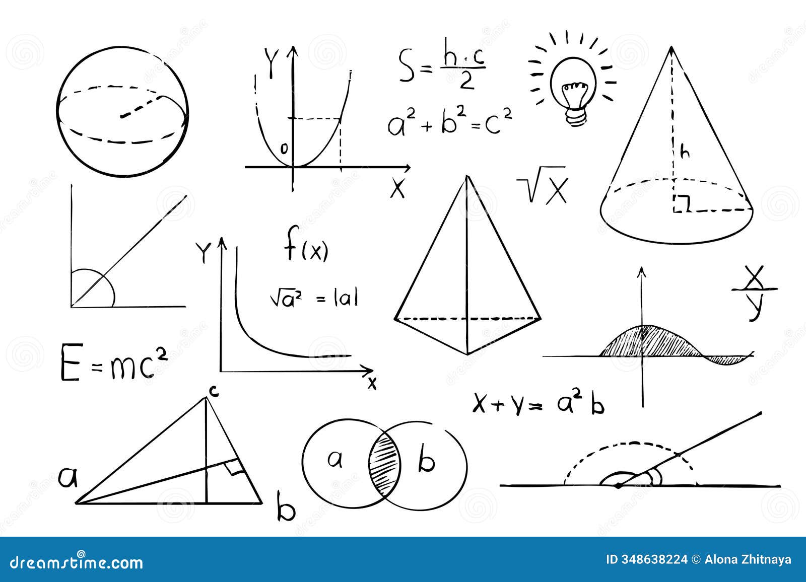 Math Theory And Mathematical Formula Equation And Model Or Graph Doodle ...