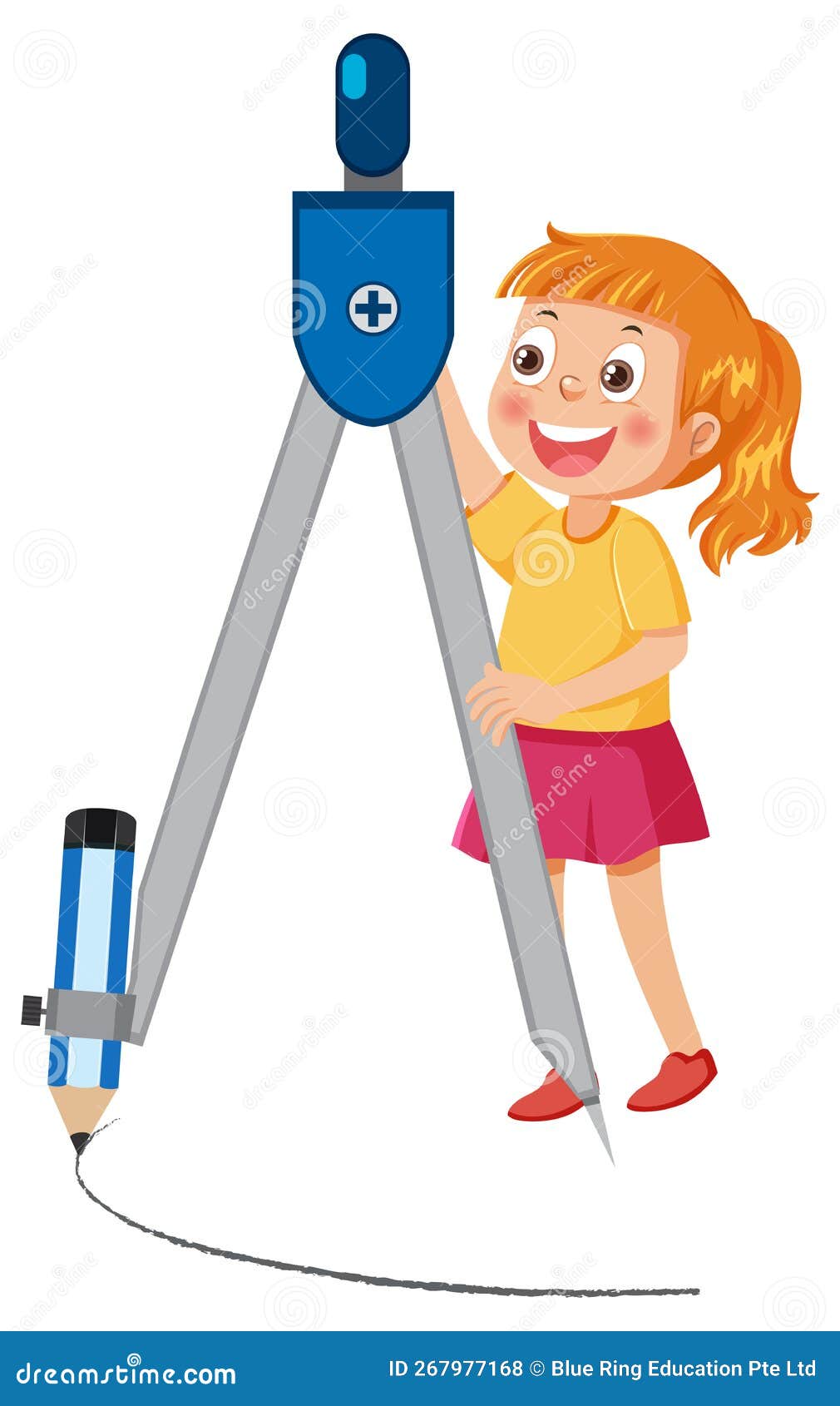 Math Girl Cartoon Character with Compass Stock Vector - Illustration of ...
