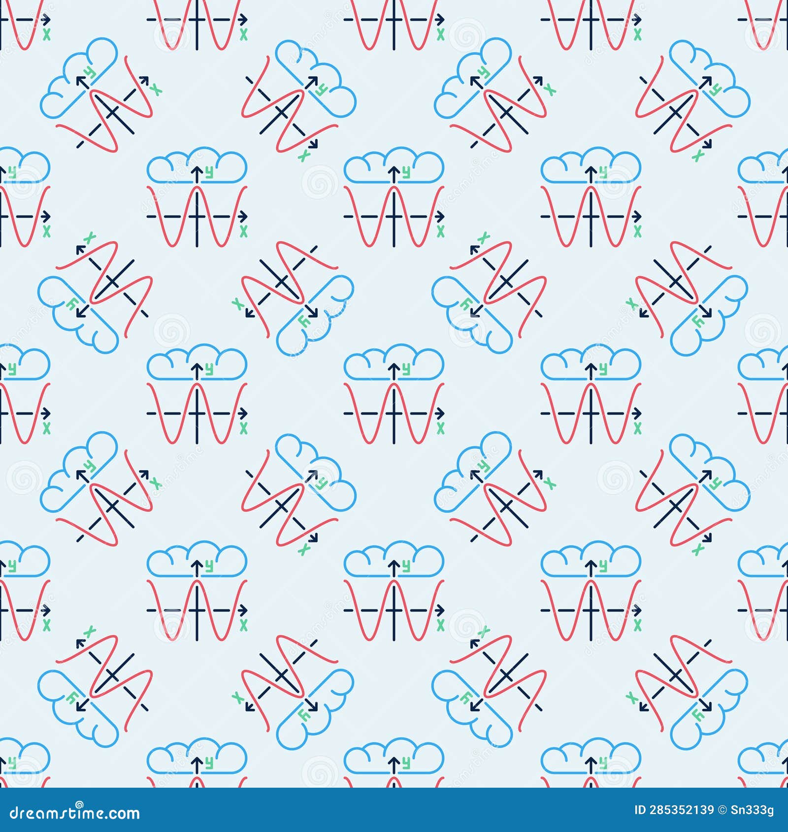 Math Graph and Cloud Vector Colored Seamless Pattern Stock Vector ...