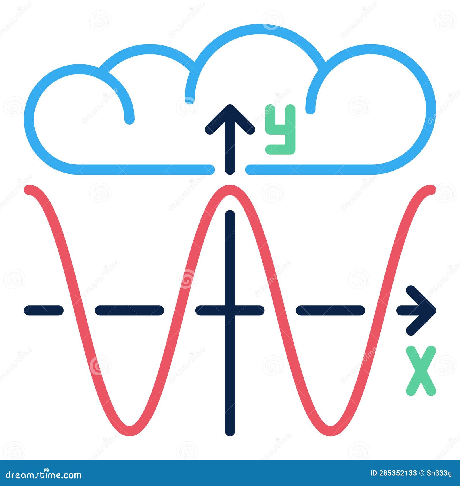 Math Graph and Cloud Vector Concept Colored Icon or Sign Stock Vector ...