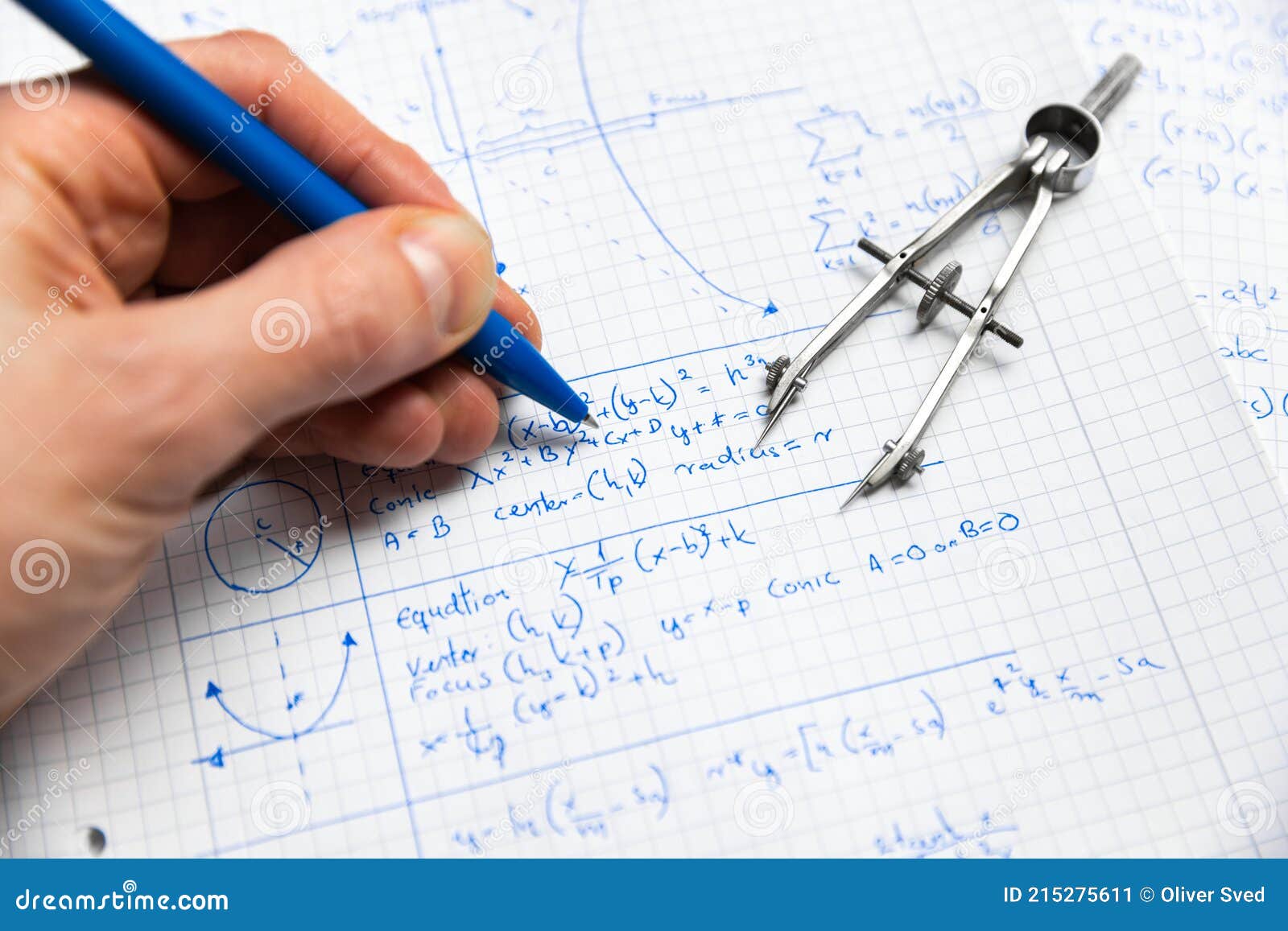 Math Handwriting in Notebook Closeup Stock Image - Image of geometry ...