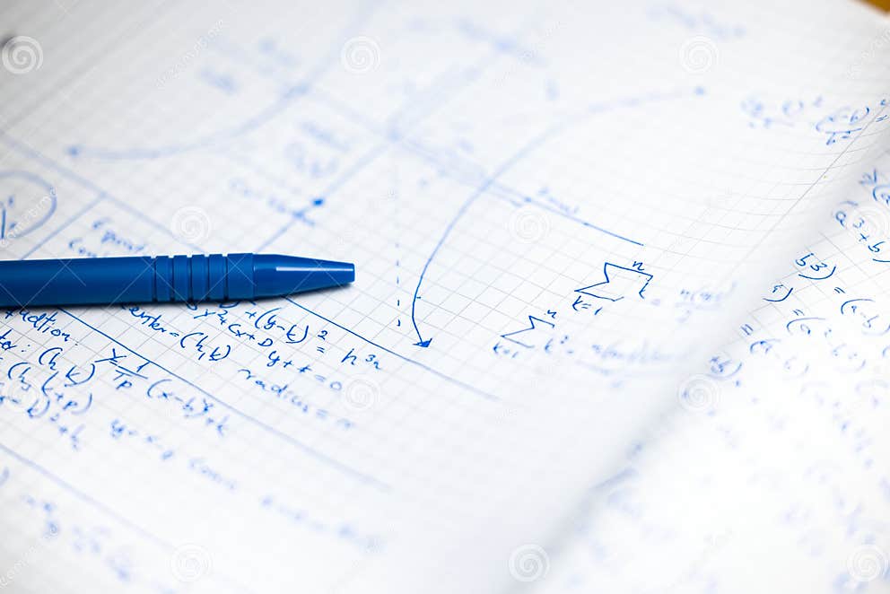 Math Handwriting in Notebook Closeup Stock Image - Image of learn ...