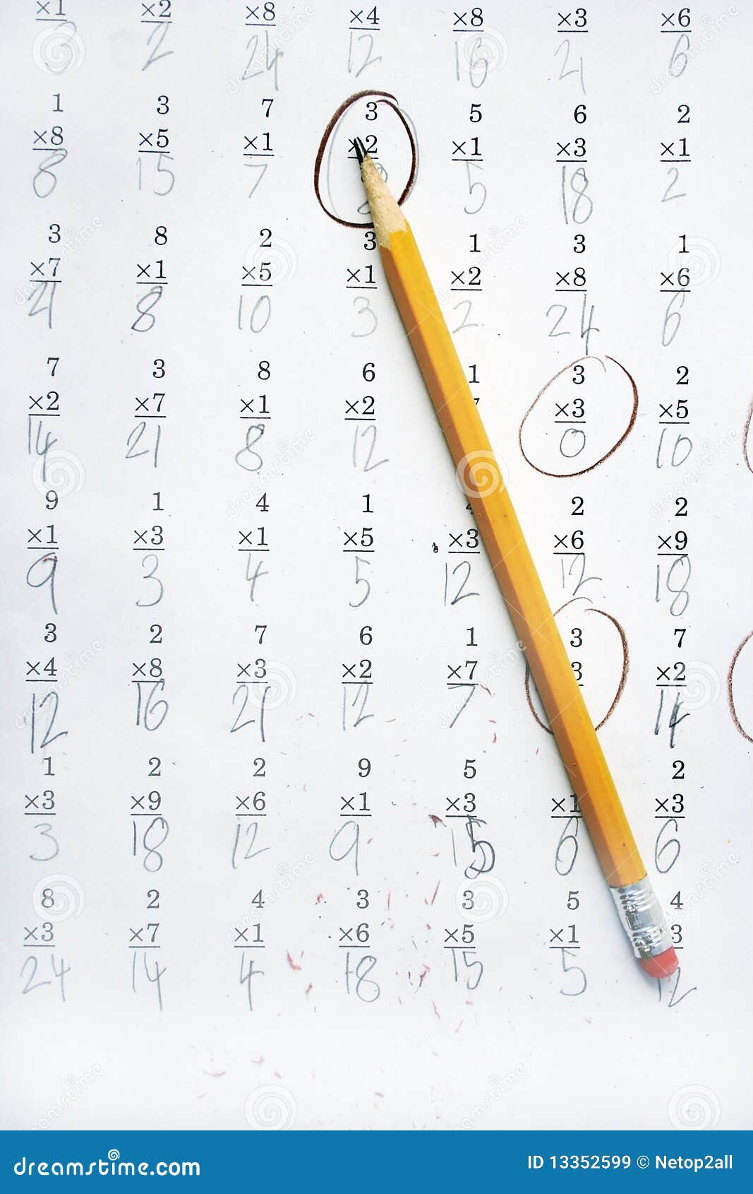 Math homework stock image. Image of eraser, study, homework - 13352599