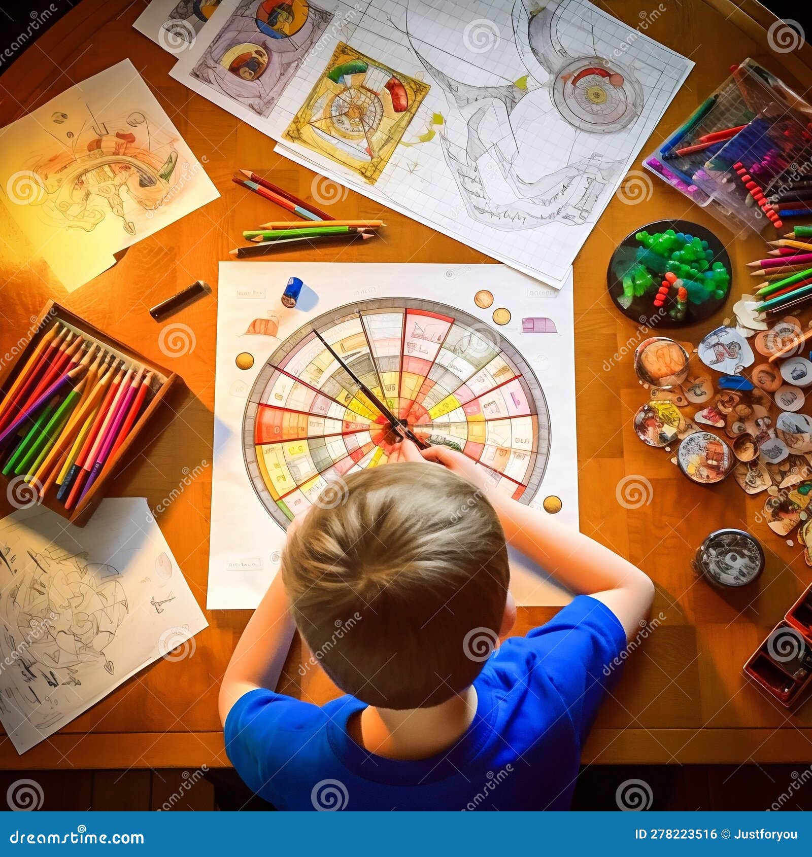 Math Homework for Children, Top Shot. Generative Ai Stock Illustration ...