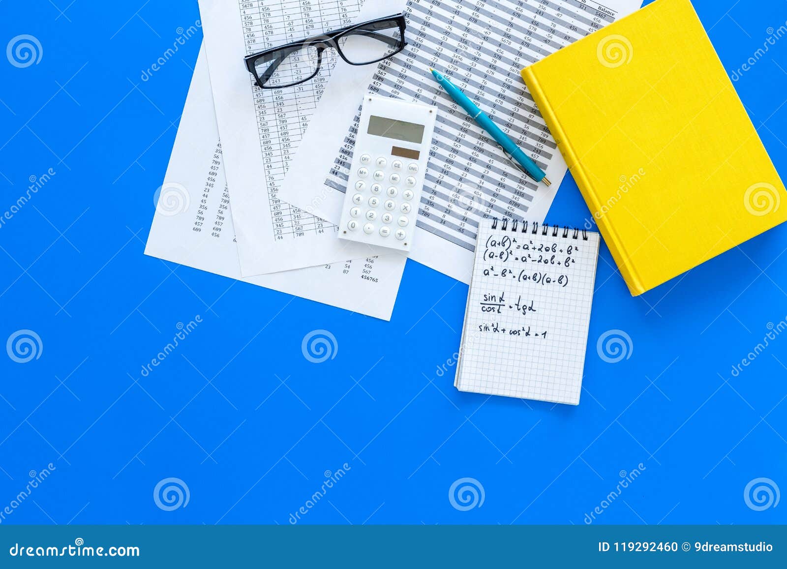 Math Homework. Math Textbook or Tutorial Near Sheet with Numbers ...