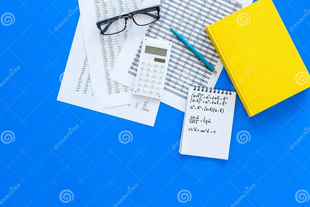 Math Homework. Math Textbook or Tutorial Near Sheet with Numbers ...