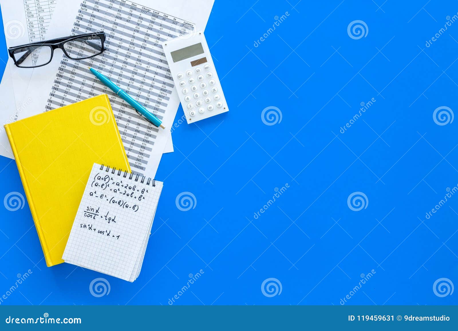 Math Homework. Math Textbook or Tutorial Near Sheet with Numbers ...