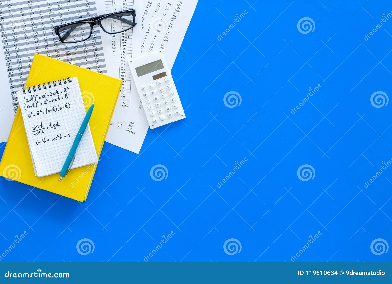 Math Homework. Math Textbook or Tutorial Near Sheet with Numbers ...