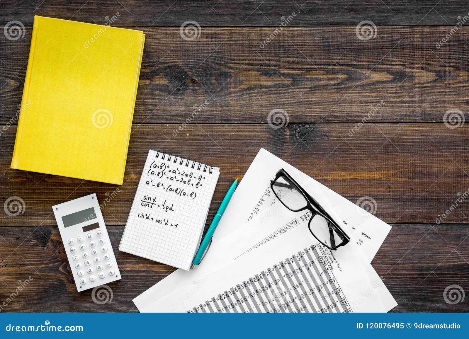 Math Homework. Math Textbook or Tutorial Near Sheet with Numbers ...