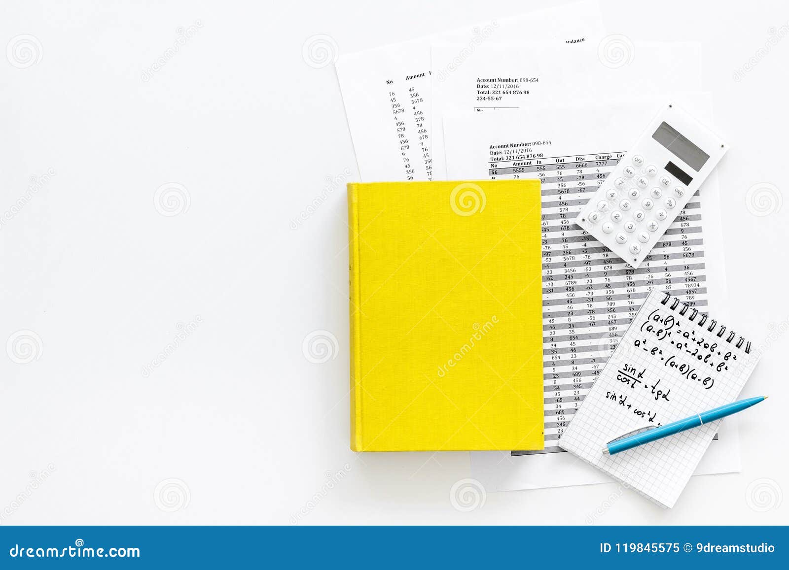 Math Homework. Math Textbook or Tutorial Near Sheet with Numbers ...