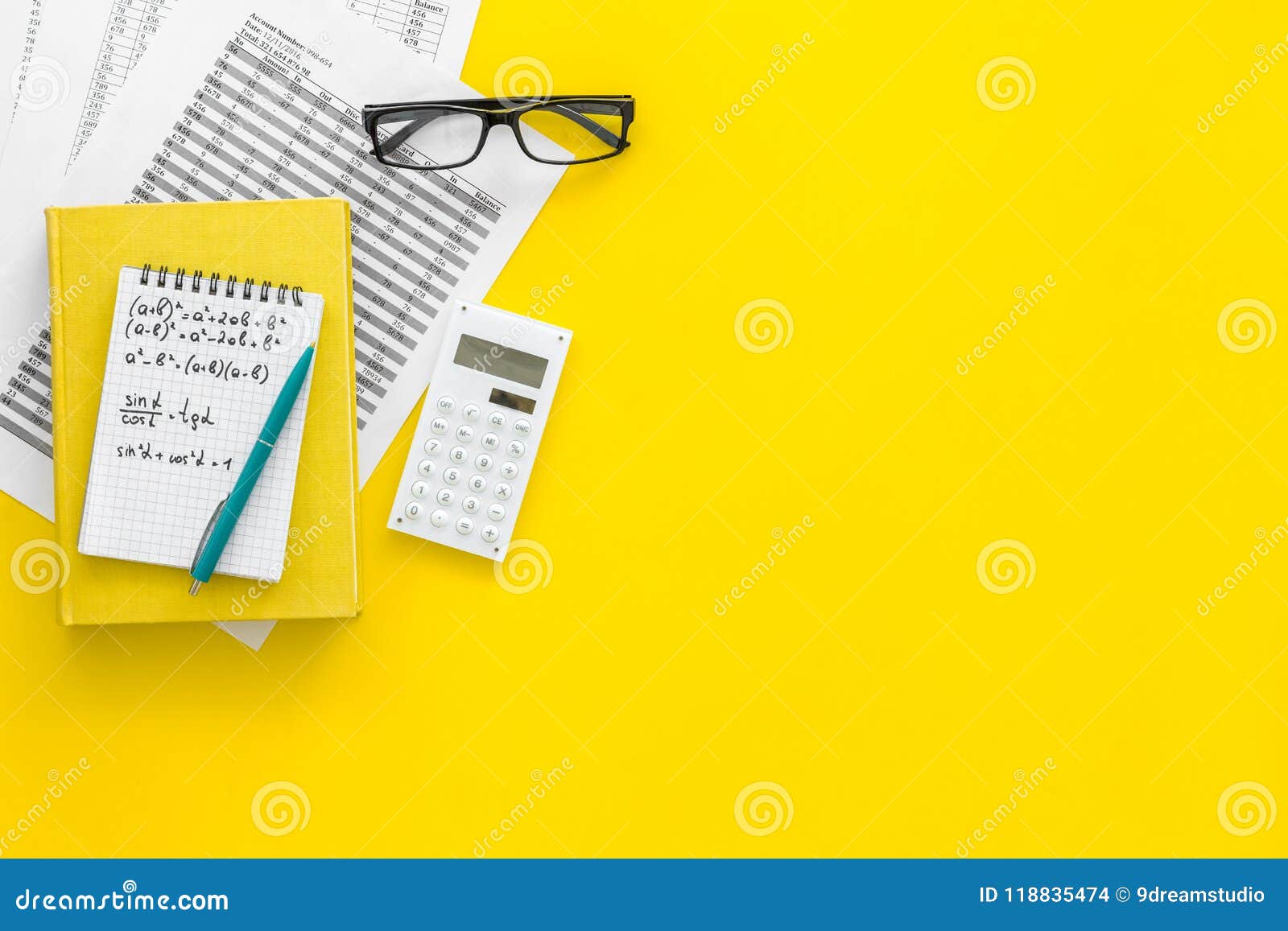 Math Homework. Math Textbook or Tutorial Near Sheet with Numbers ...