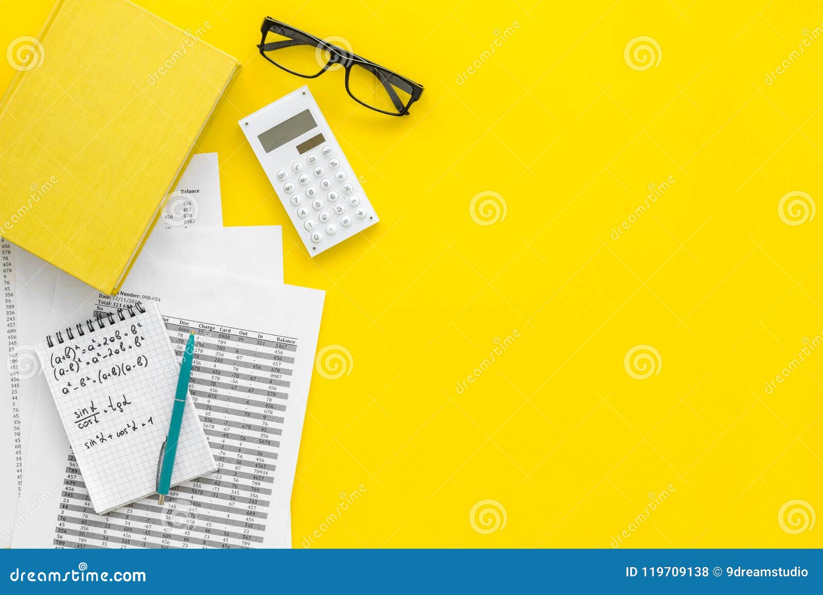 Math Homework. Math Textbook or Tutorial Near Sheet with Numbers ...