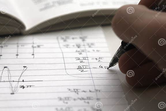 Math Homework Studen Doing His Math Homework Stock Image - Image of ...