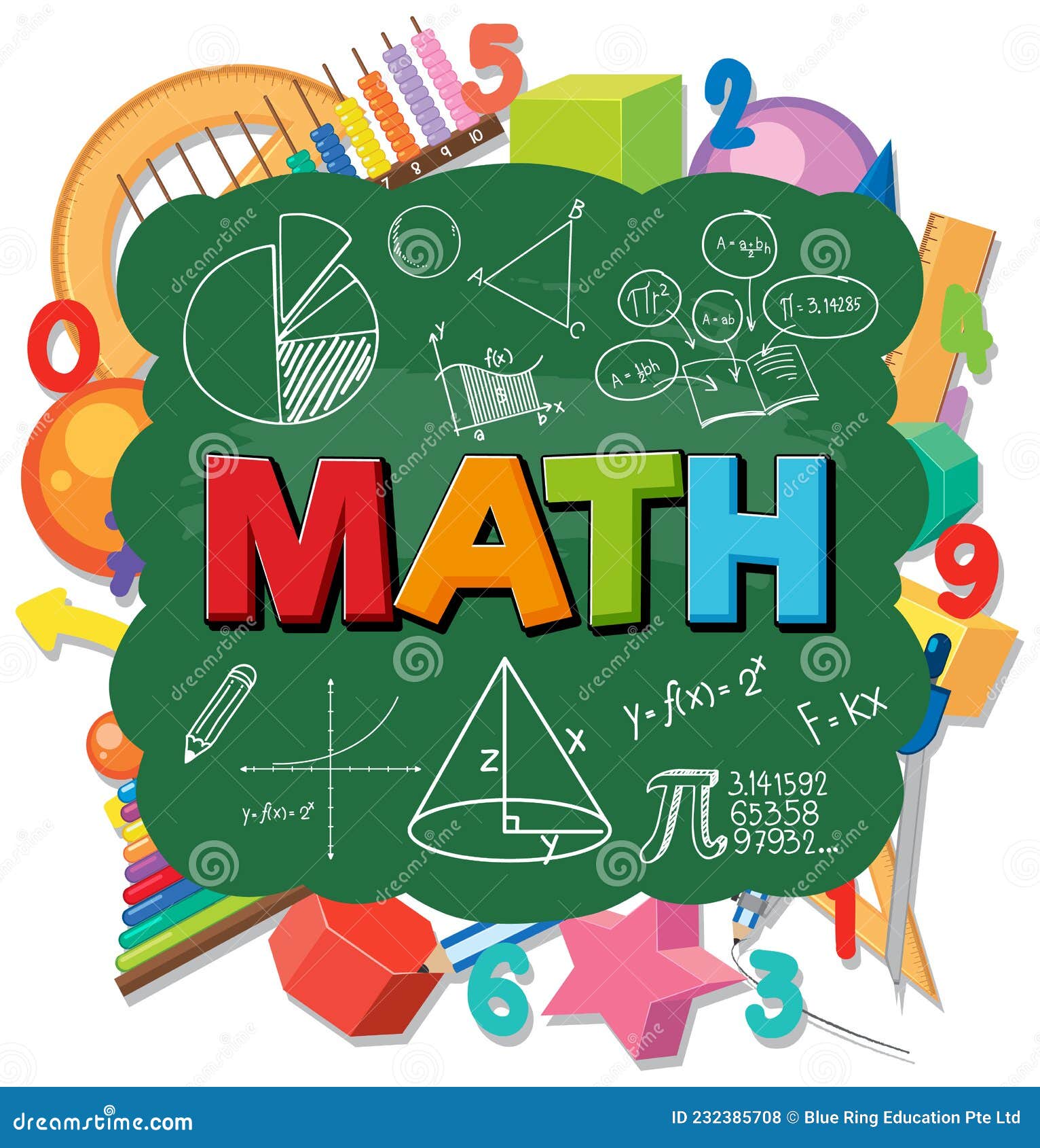 Math Icon With Formular And Tools Vector Illustration | CartoonDealer ...