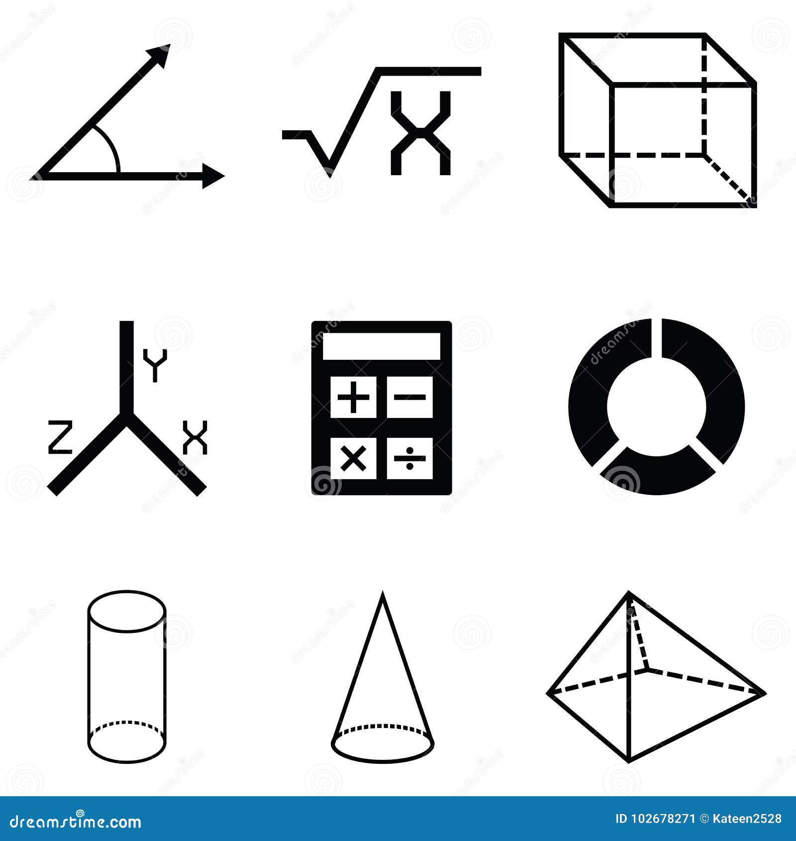 Math icon set stock vector. Illustration of protractor - 102678271