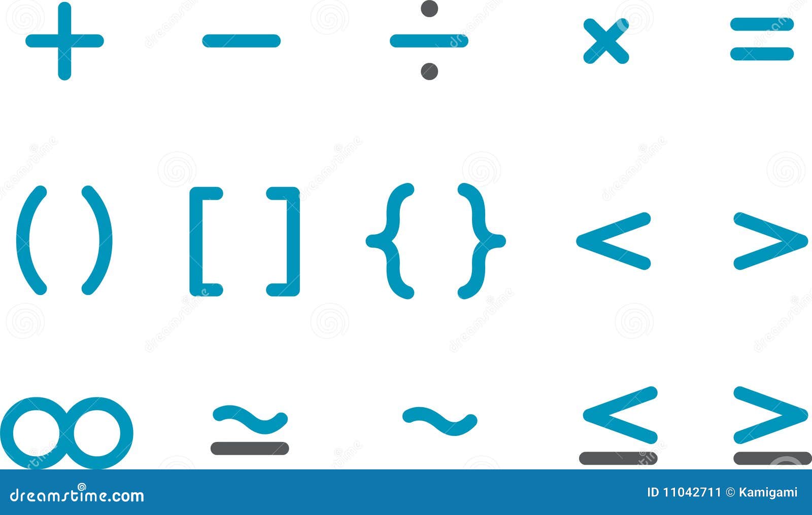 Math Symbols And Punctuation Marks Of The Alphabet. Vector Stylized ...