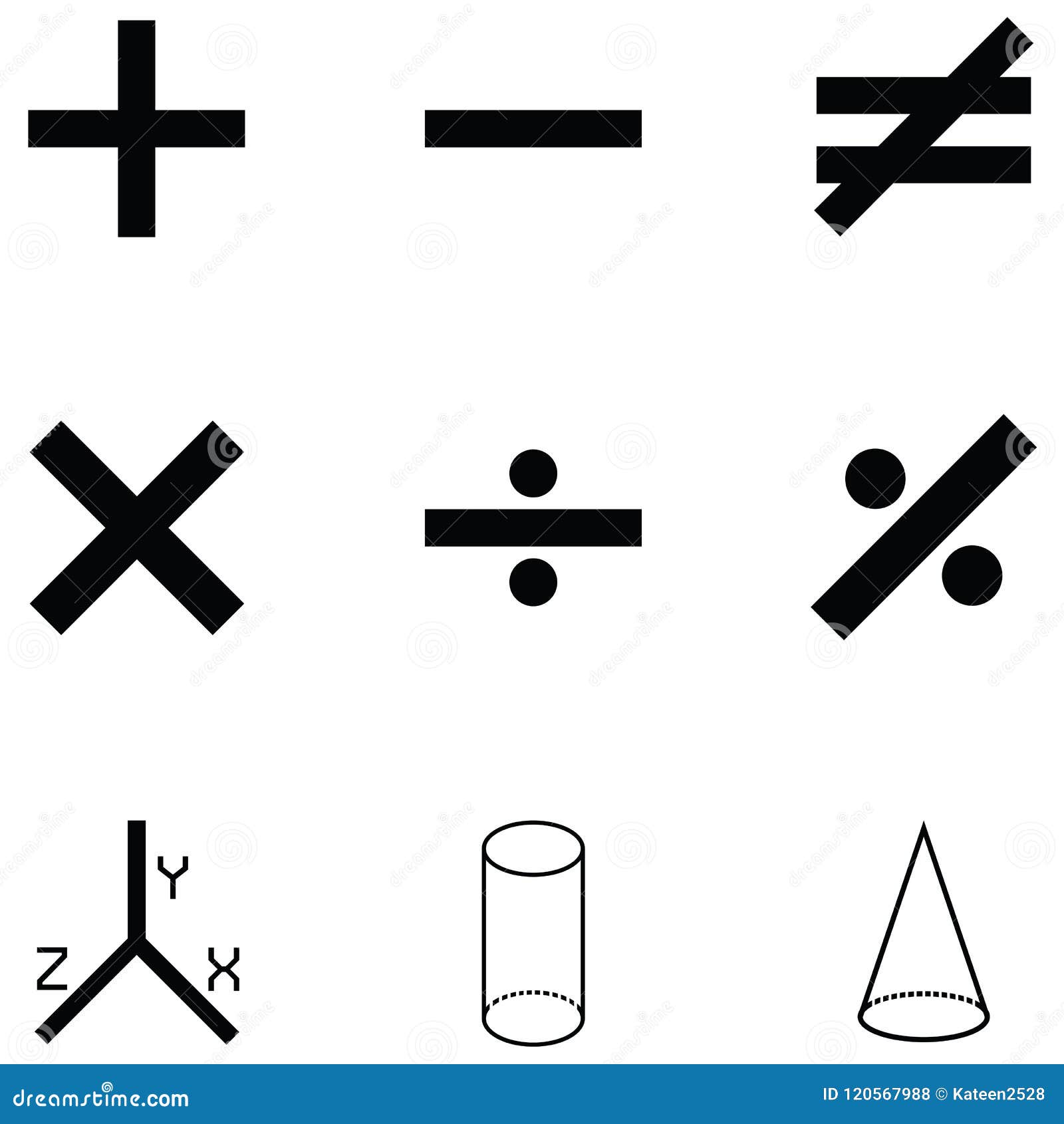 Math icon set stock vector. Illustration of icon, white - 120567988