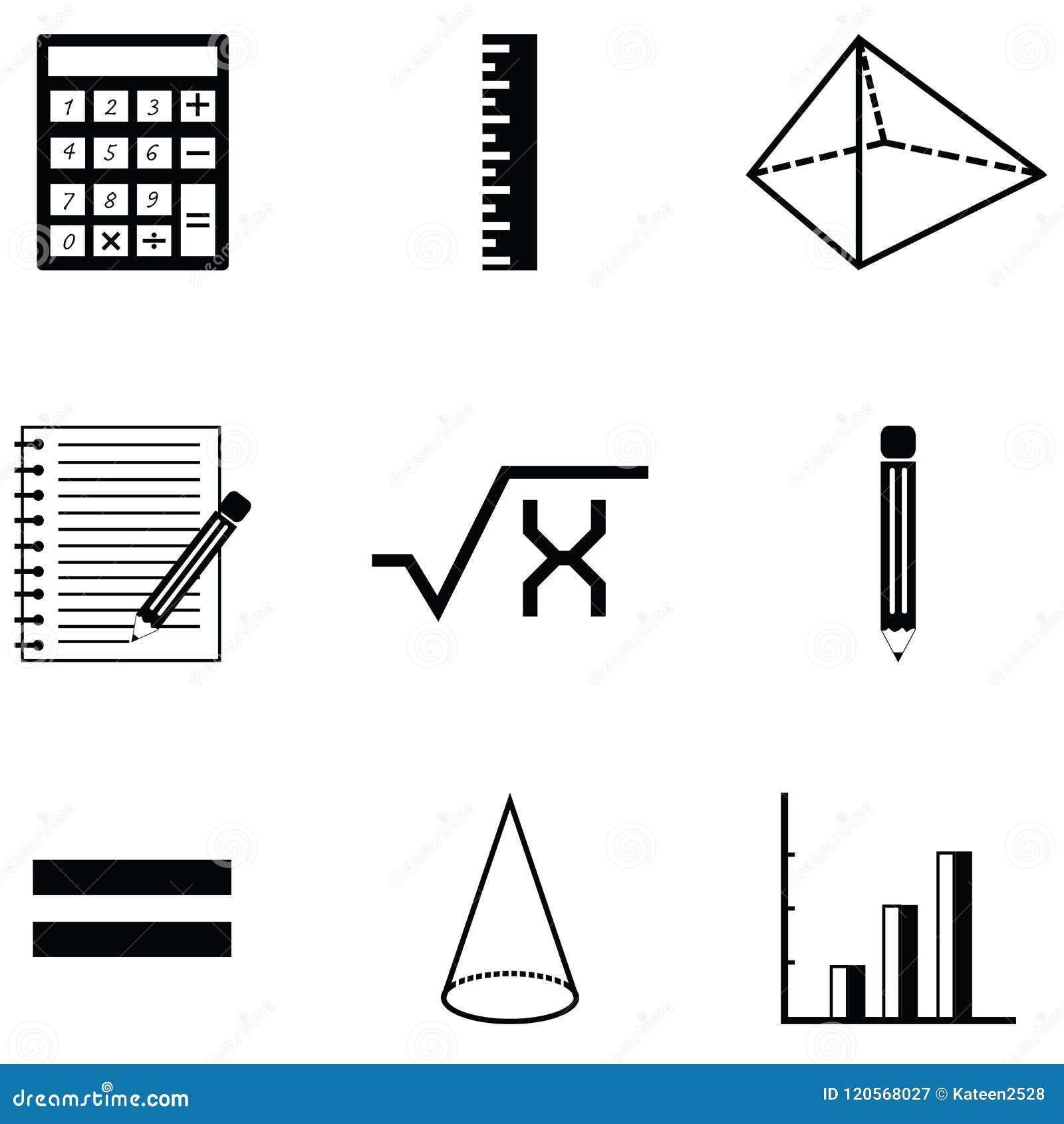 Math icon set stock vector. Illustration of square, white - 120568027