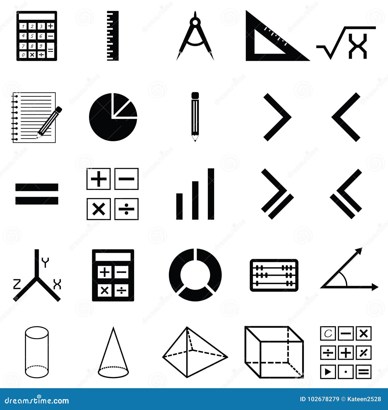 Math icon set stock vector. Illustration of school, business - 102678279