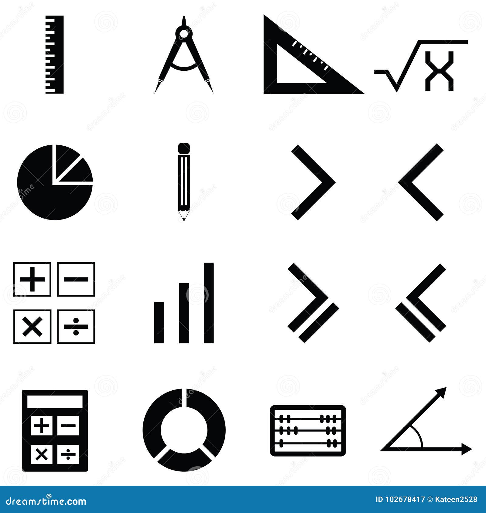 Math icon set stock vector. Illustration of sign, school - 102678417