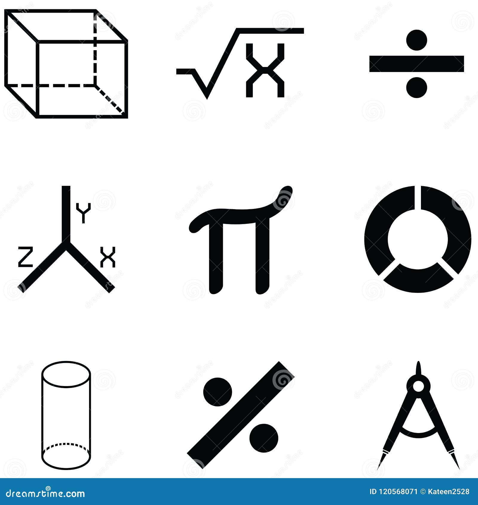 Math icon set stock vector. Illustration of square, black - 120568071