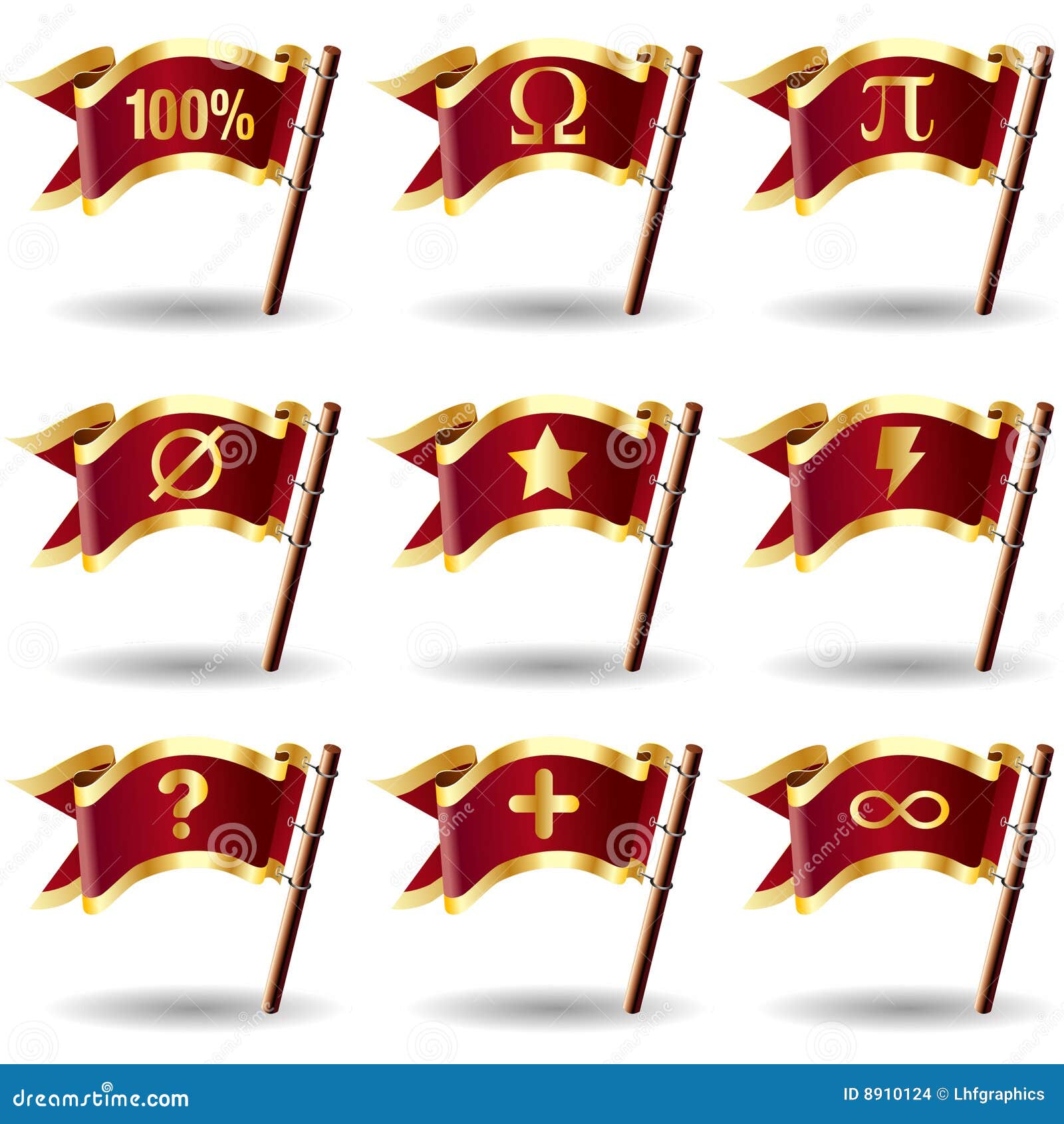 Math Icon Set on Royal Vector Flag Buttons Stock Vector - Illustration ...