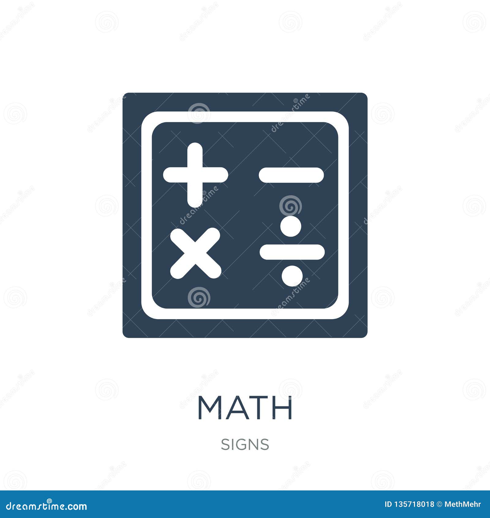 Math Icon in Trendy Design Style. Math Icon Isolated on White ...