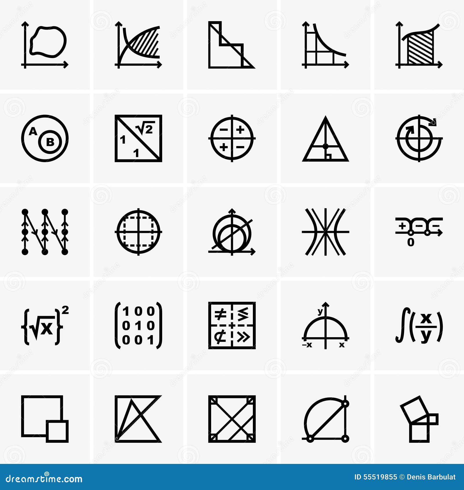 Math icons stock vector. Illustration of graph, math - 55519855