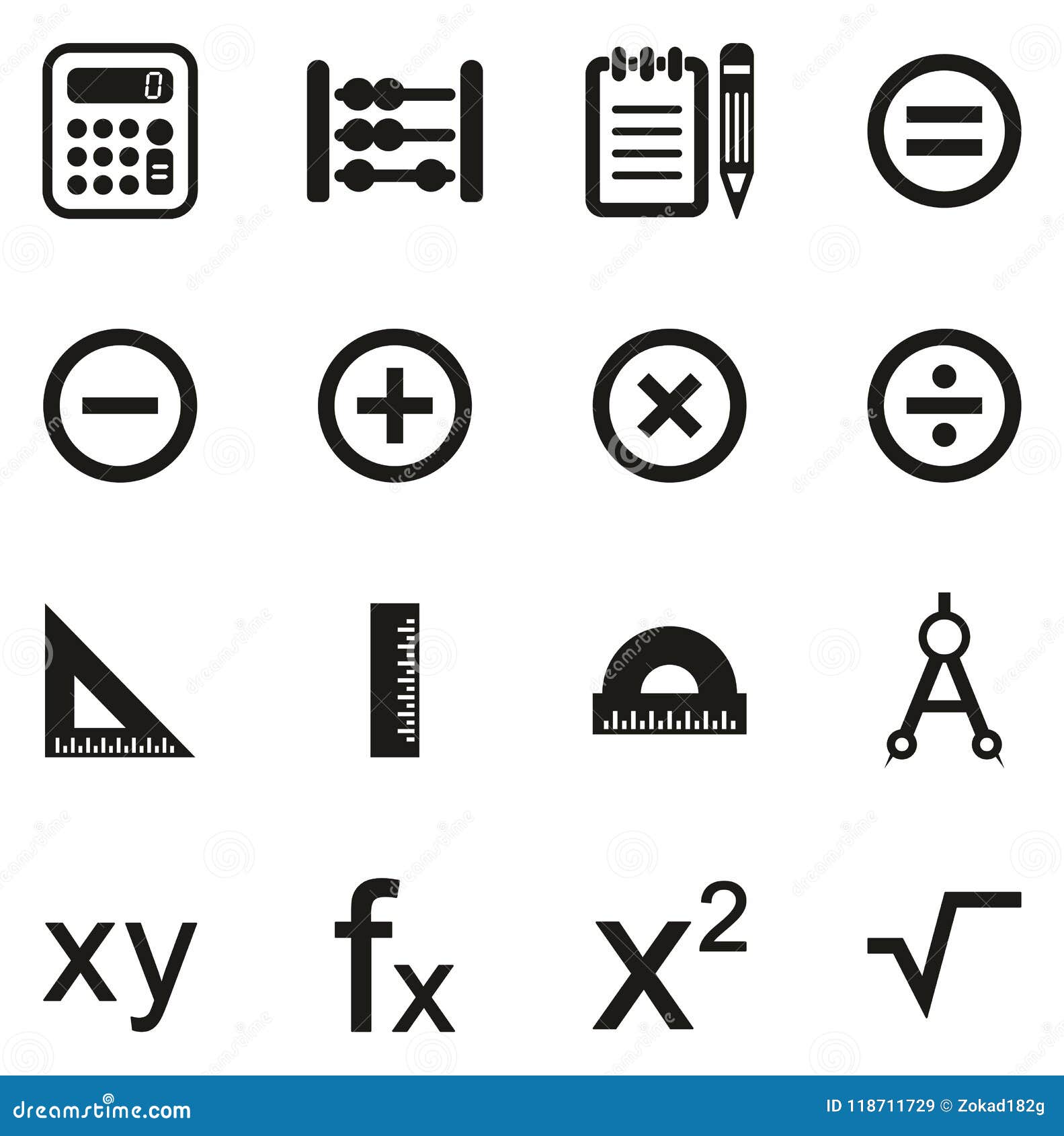 Math Icons Set stock vector. Illustration of mathematics - 118711729