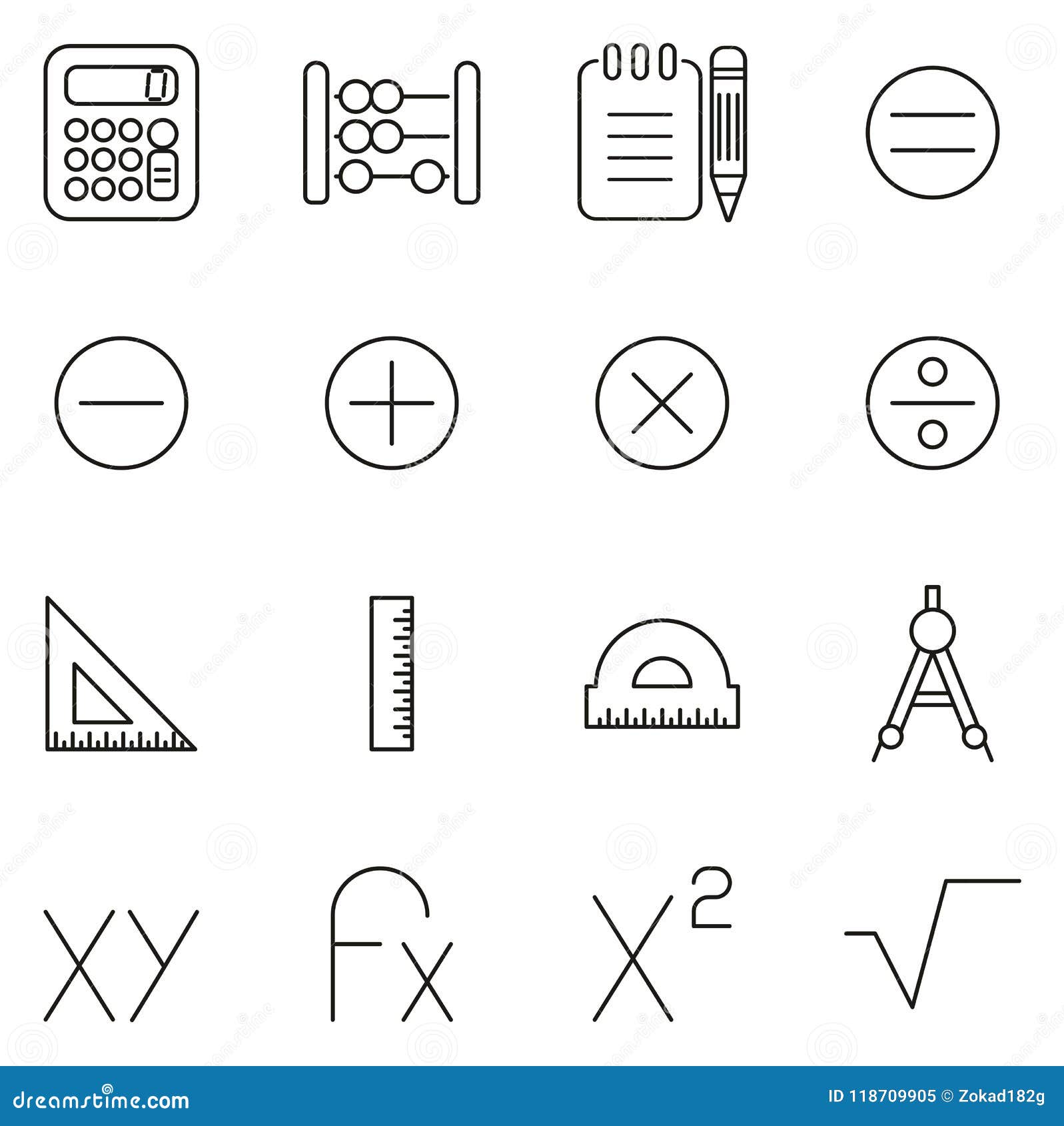 Math Icons Thin Line Vector Illustration Set Stock Vector ...