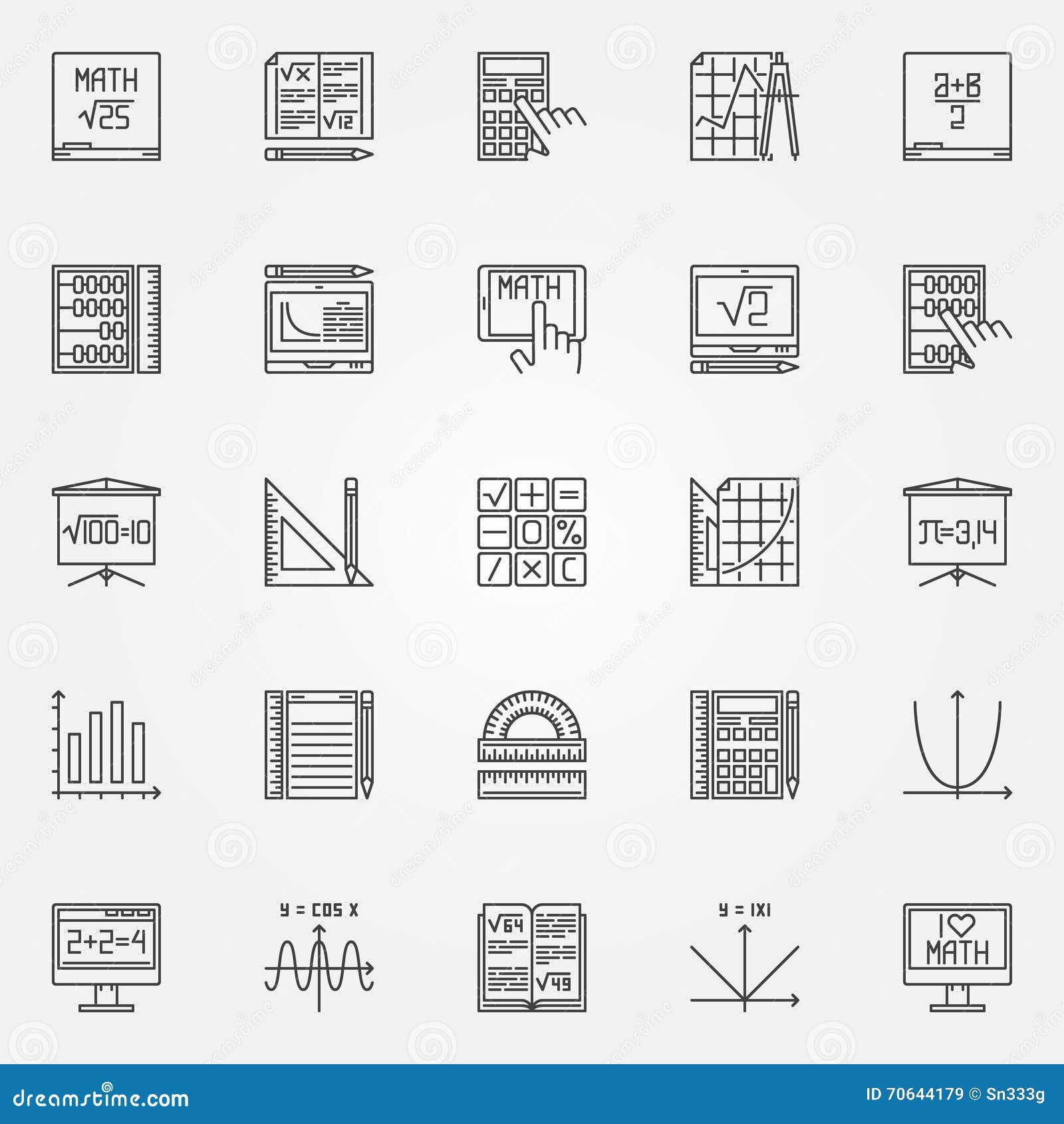 Math icons vector set stock vector. Illustration of protractor - 70644179