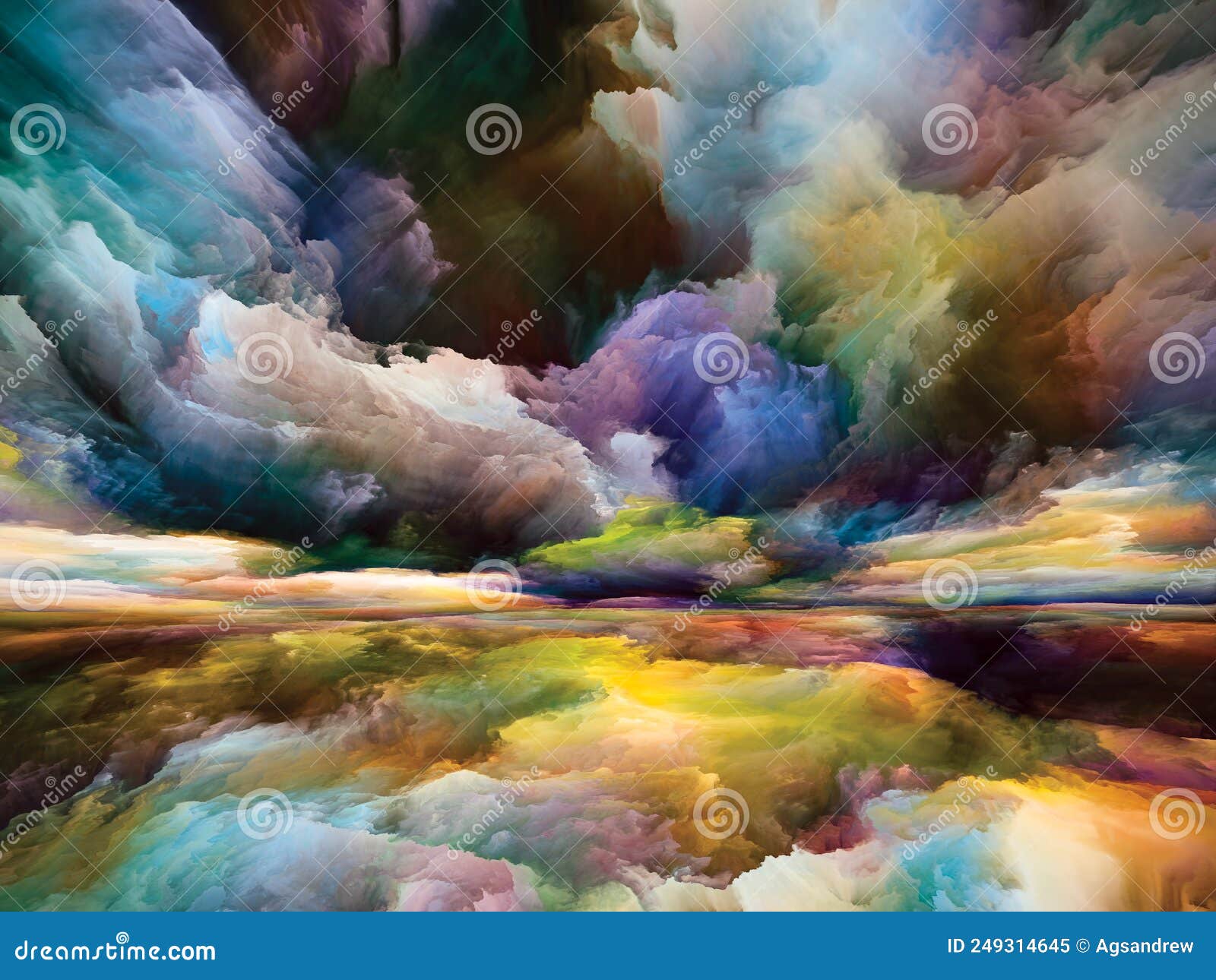 Colorful Land and Sky stock illustration. Illustration of colored ...