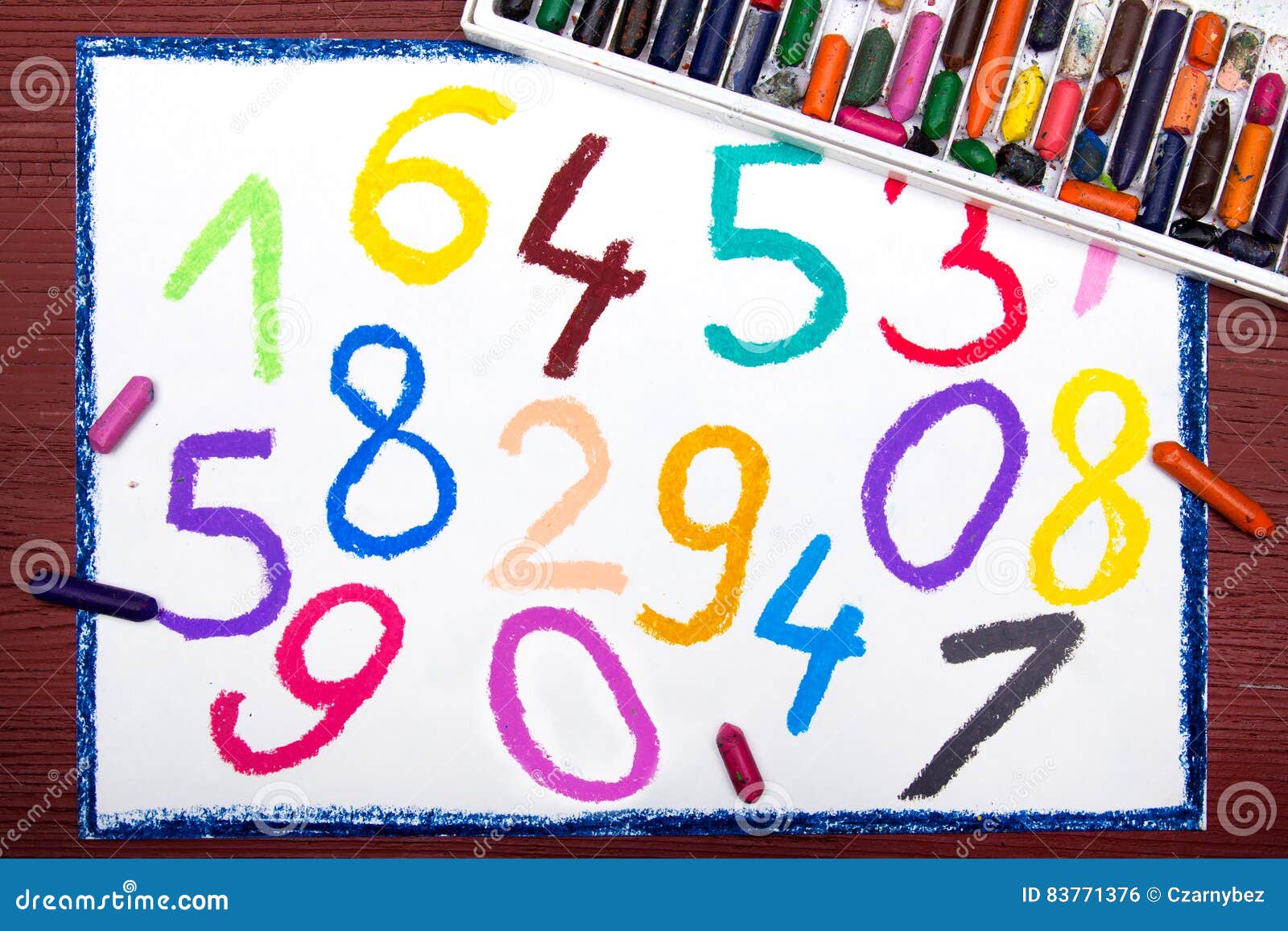 Math Lesson with Colorful Numbers Stock Illustration - Illustration of ...