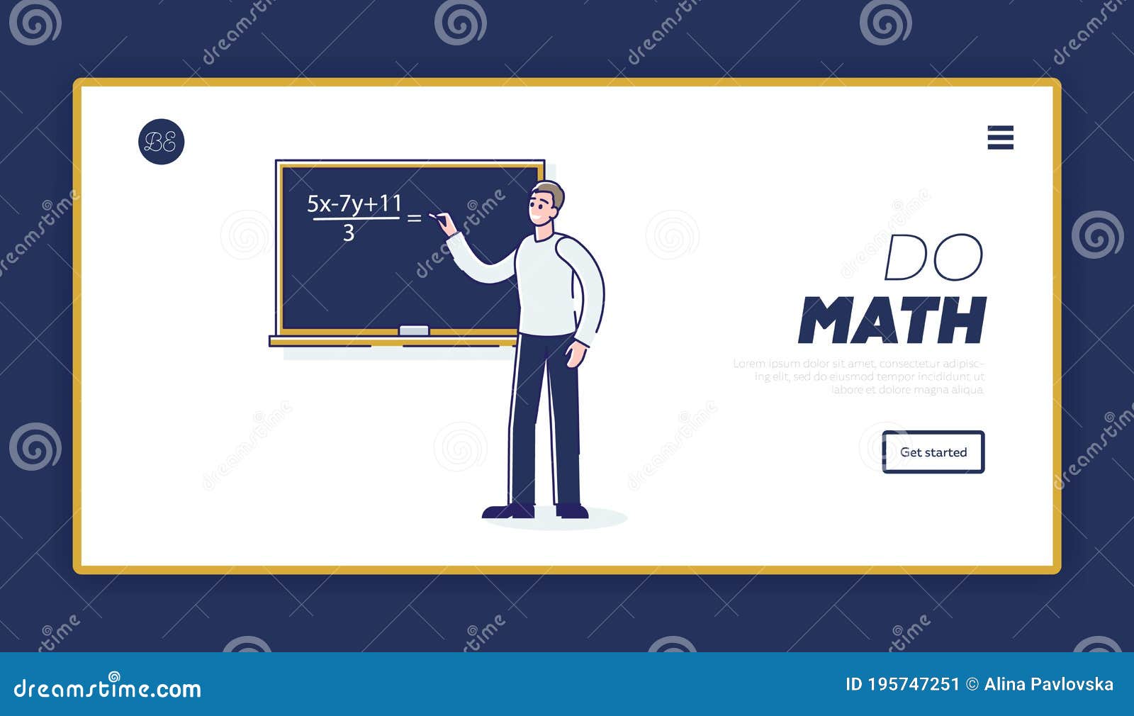 Math Lesson or Tutorial Website Landing Page Template with Teacher of ...