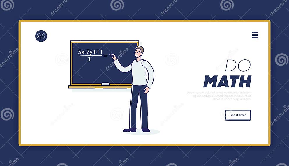 Math Lesson or Tutorial Website Landing Page Template with Teacher of ...