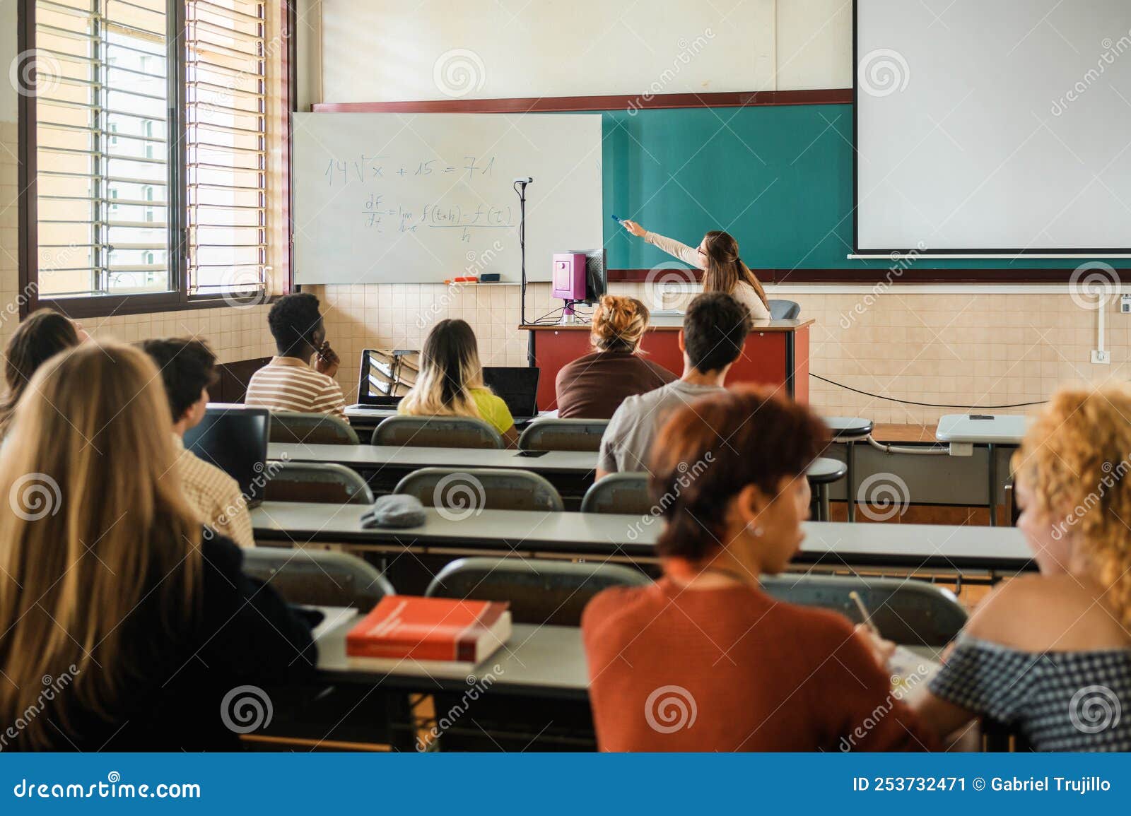 Math Lesson in University Auditorium Stock Image - Image of data ...