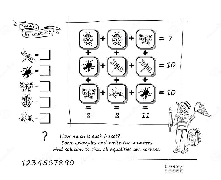 Math Logic Puzzle Game for Smartest. How Much is Each Insect? Solve ...
