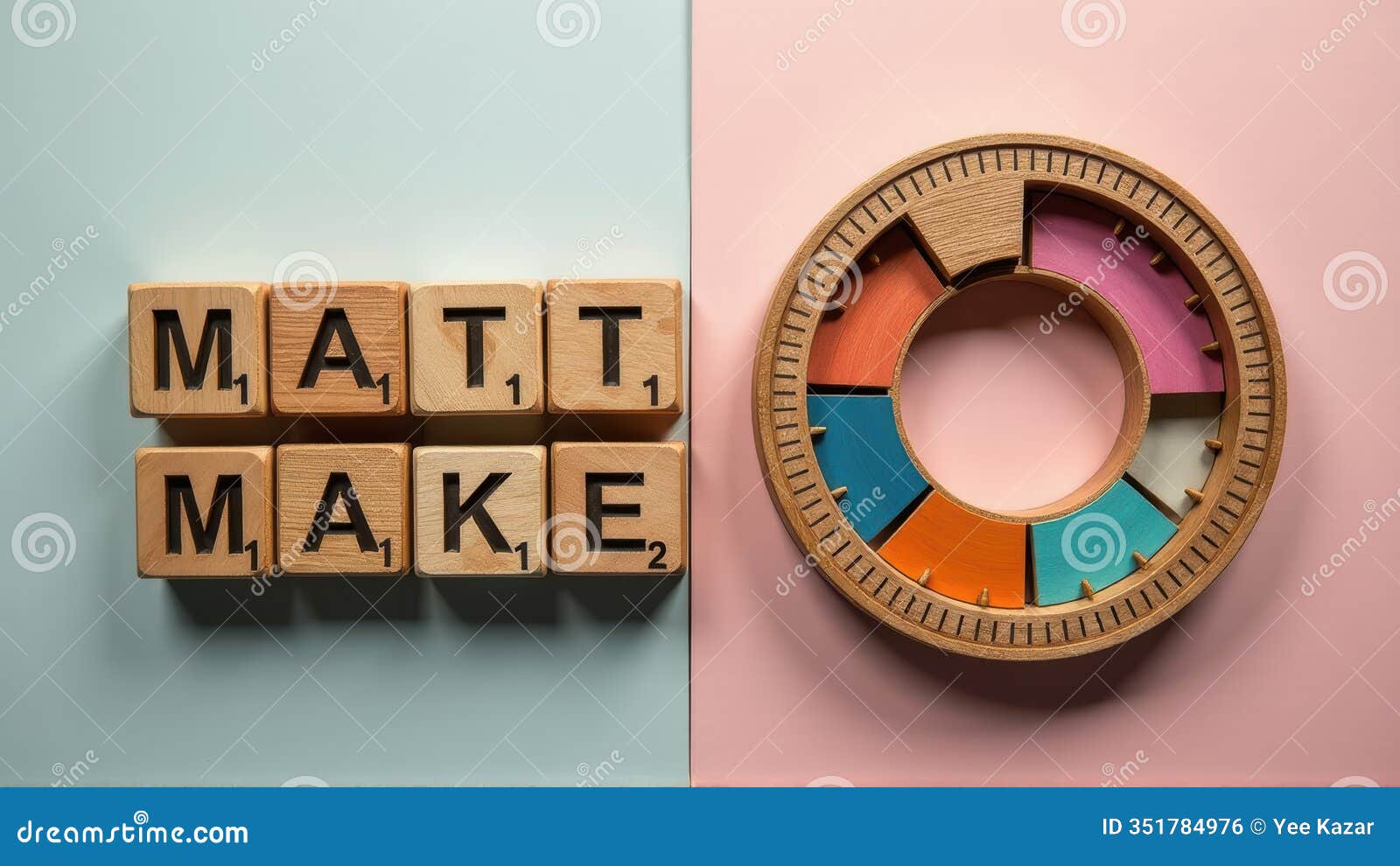 Math Makes Sense Wooden Blocks and Pie Chart Stock Illustration ...